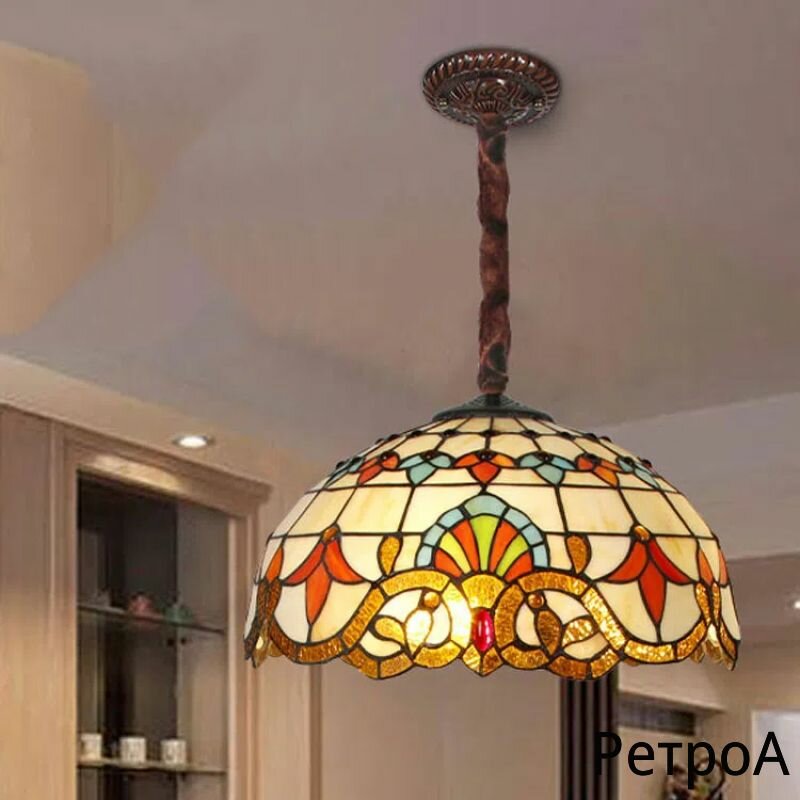 Люстра потолочная РетроA P218A 30 CM Стеклянная люстра от Тиффани
