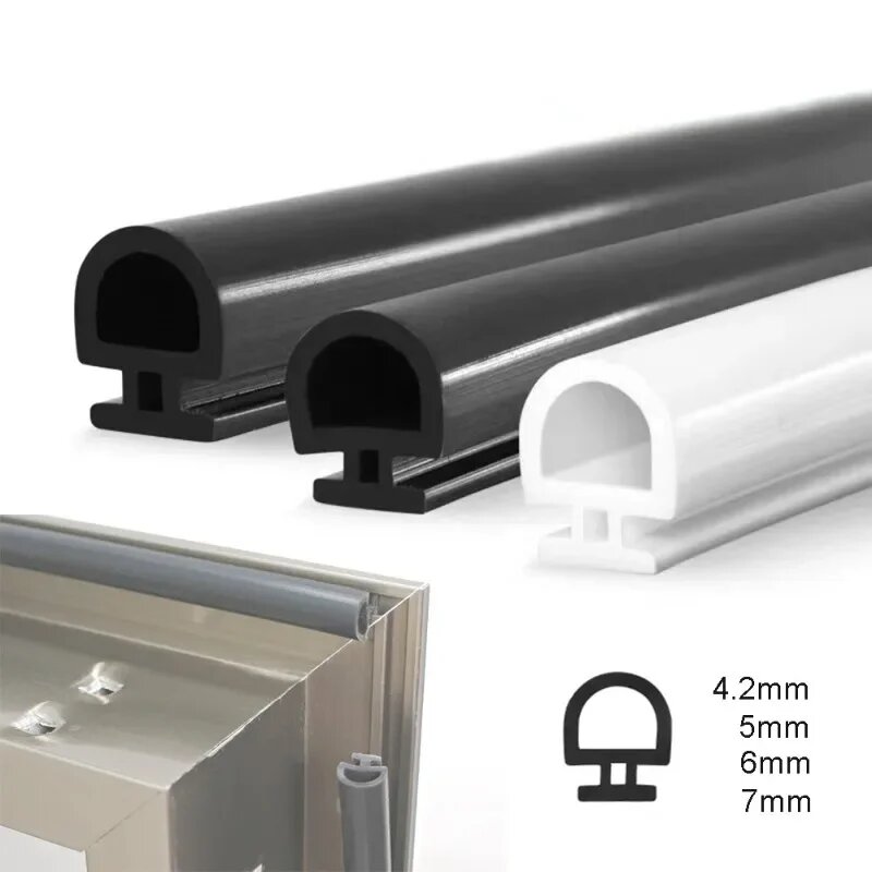 Уплотнитель силиконовый White Silicone, для дверей и окон, алюминиевый, герметичный, длина 10м，6mm