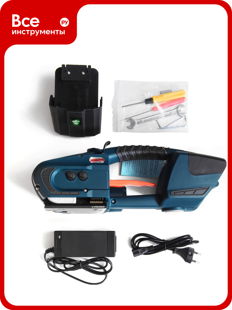 Аккумуляторный стреппинг инструмент для пп и пэт ленты алга ПАК АП JDC 13/16 для ручной обвязки