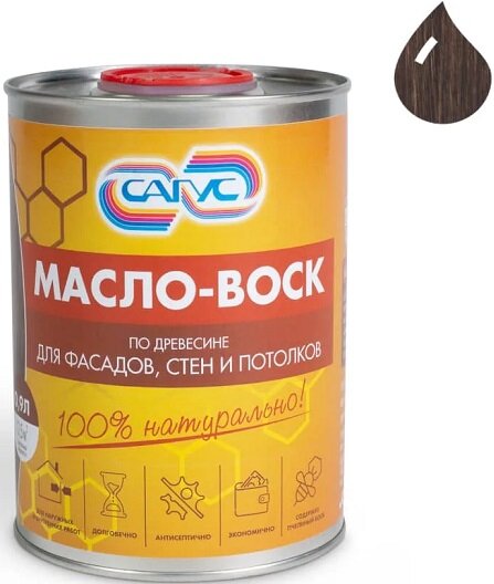 Масло-Воск Сагус 0.9л Венге по Древесине, Глубокоматовая, для Фасадов, Стен и Потолков для Внутренних и Наружных Работ.