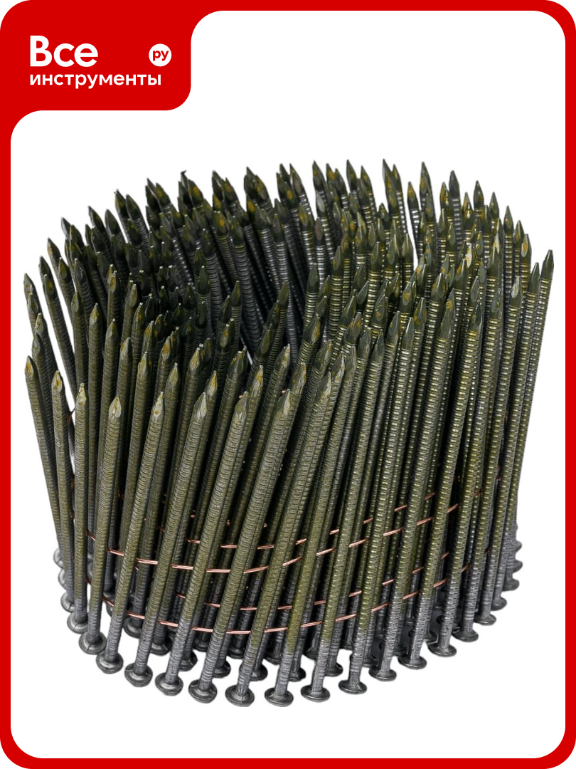 Барабанный гвоздь Пневмопарк 3,1х90 мм, ершённый (по 1000 шт.) МР-651971, пневматических инструментов