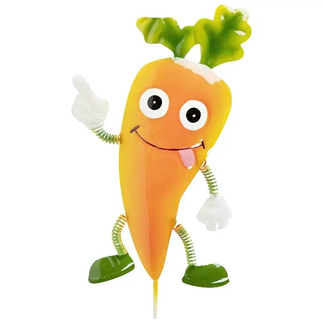 Штекер садовый декоративный «Морковка забава», пластик, оранжевый, веселый дизайн