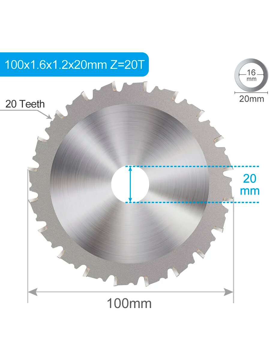 Пильный диск XCAN для металла и дерева, диаметр 100*20мм, 20 зубьев для резки железа
