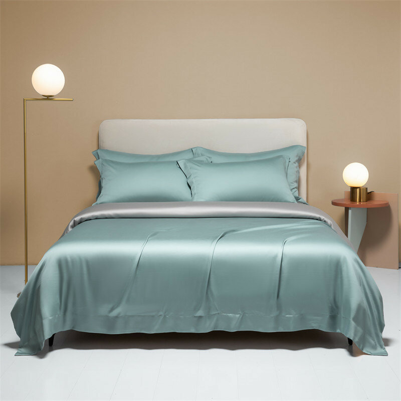 Одеяло Lyocell Tencel "Вечерняя волна", 150x200 см, голубовато-кокосовый серый