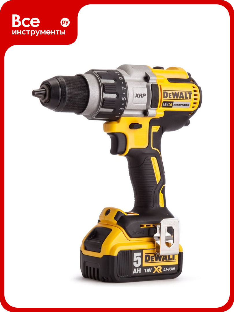 Бесщеточная дрель-шуруповерт DEWALT XRP DCD991P2 с 3 скоростями, крутящим моментом 95 Нм и двумя аккумуляторами 5.0 Ач для профессионального использования