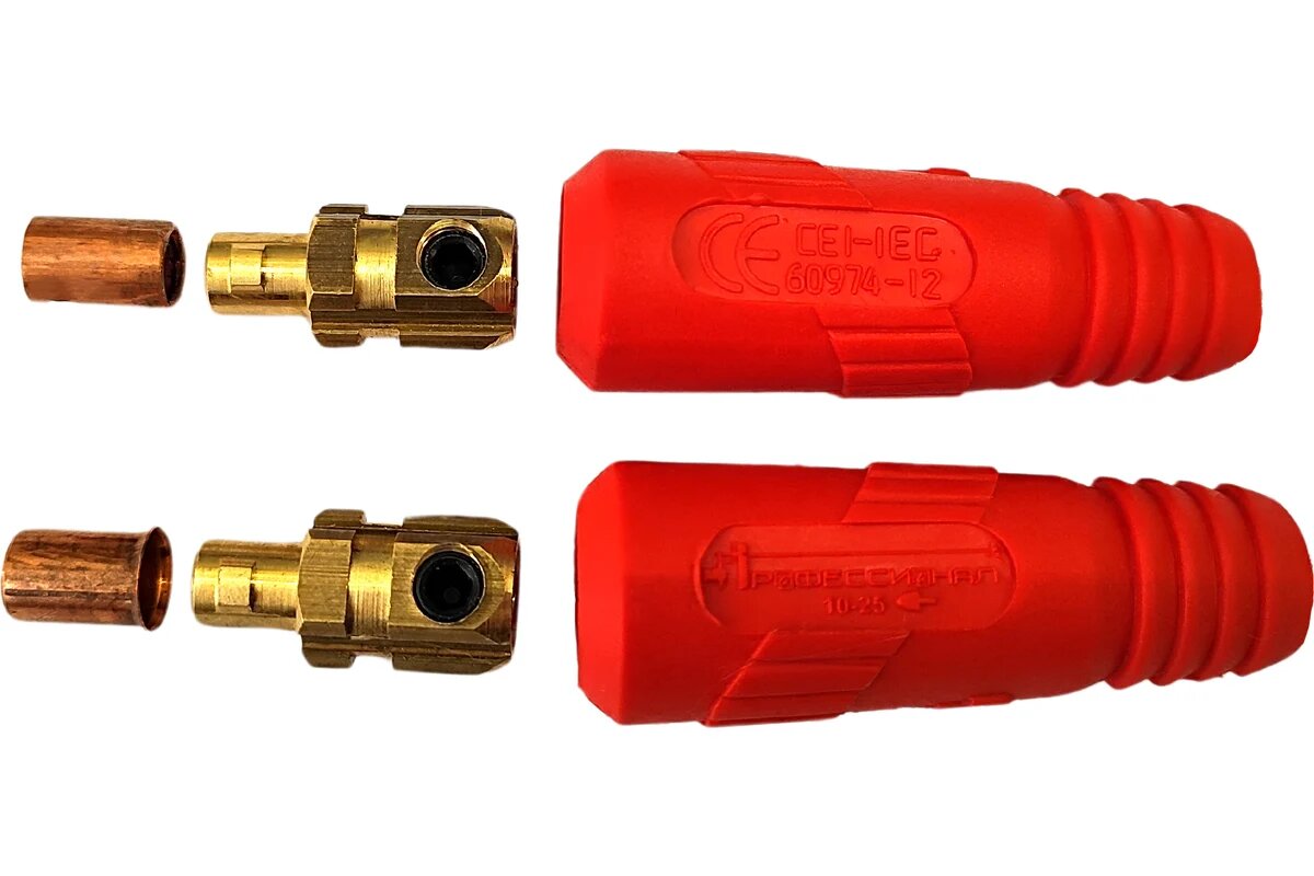 Профессионал Вилка кабельная усиленная красная 10-25 мм, 2 шт, код 659843, для монтажа