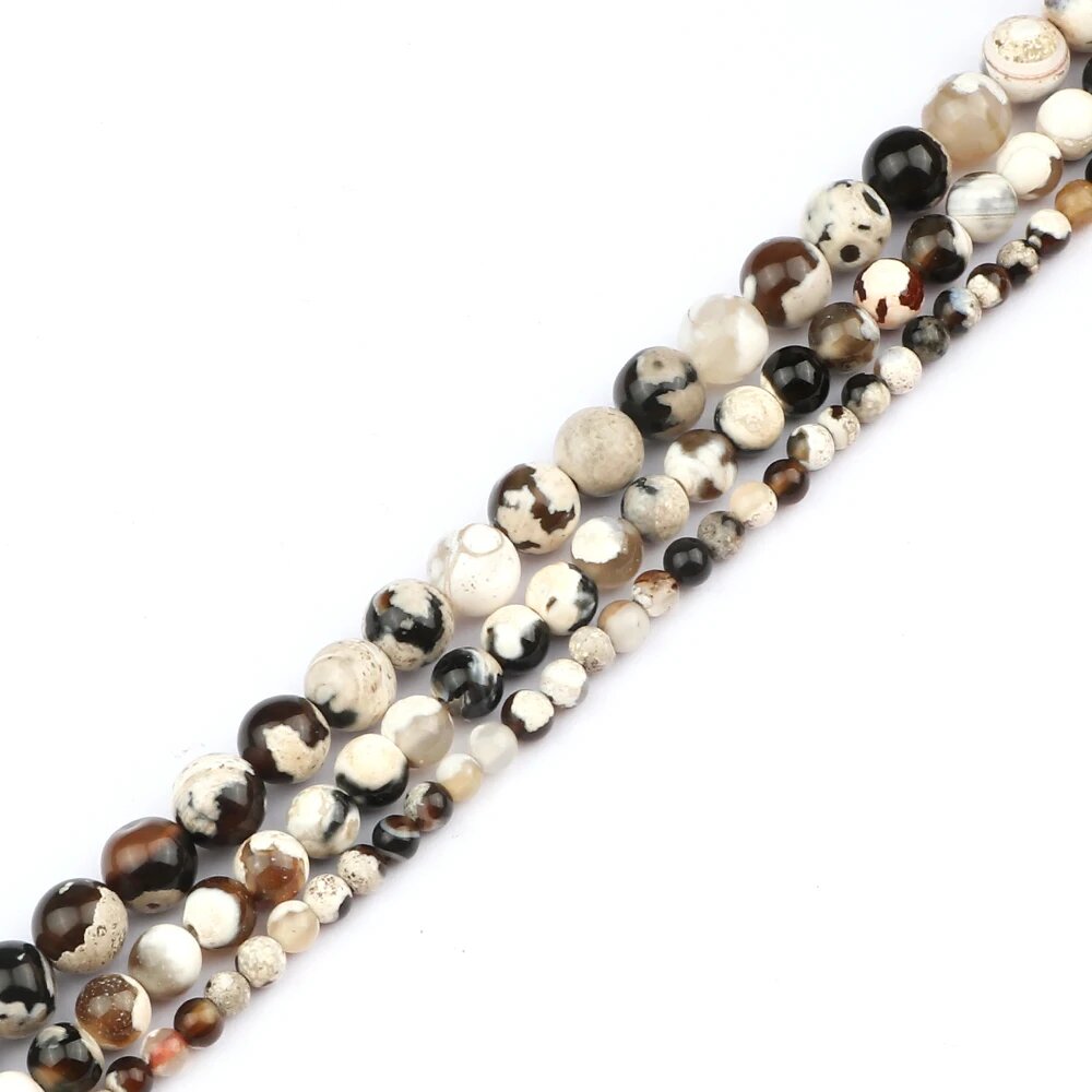 Натуральные бусины из агата и оникса 4, 6, 8 мм, круглые, свободные, для 8mm (10pcs), Style 1
