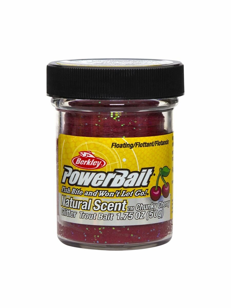 Паста форелевая Berkley PowerBait Natural Scent Glitter Trout Bait Fruits, 50 г, Chunky Cherry