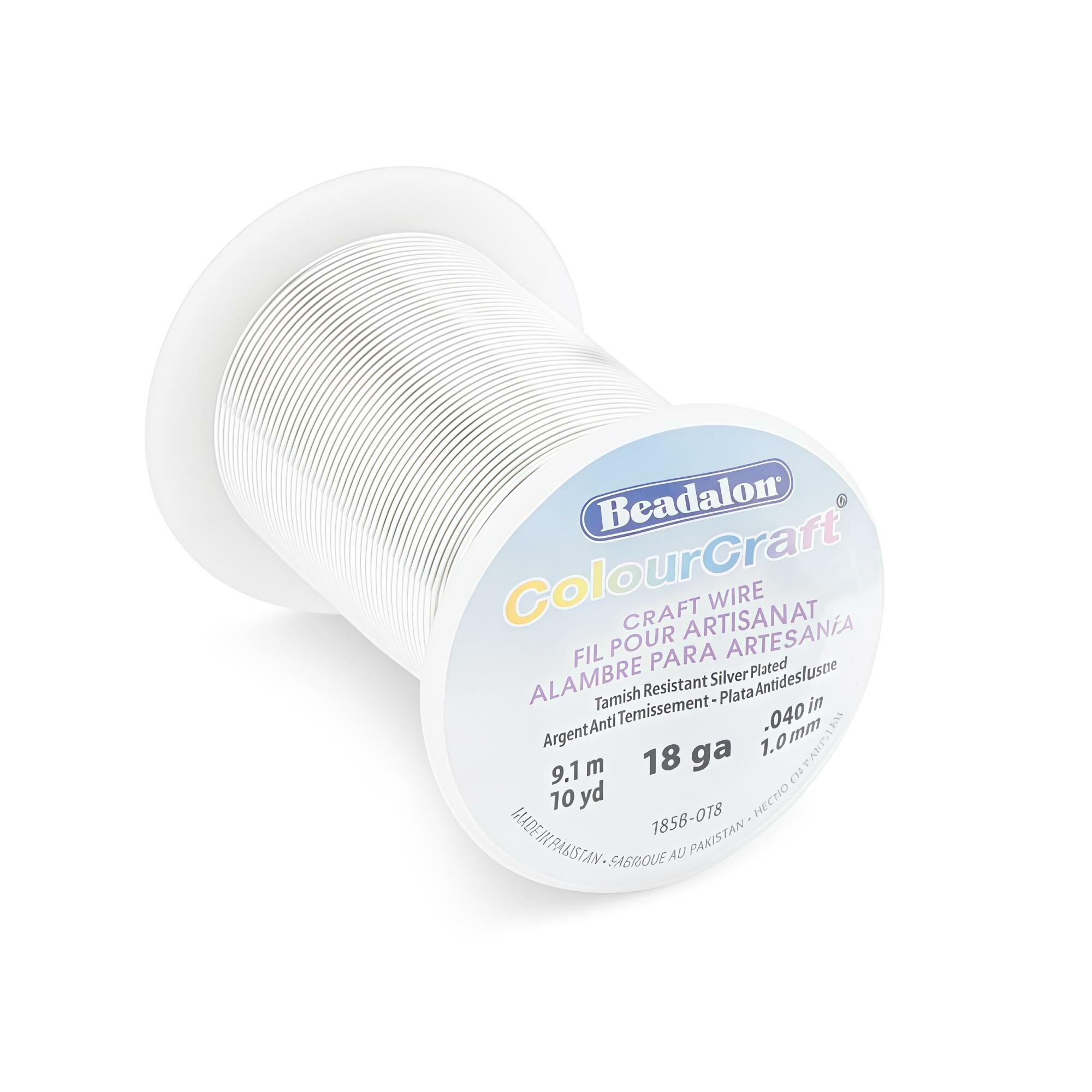 Проволока гибкая, 1мм, Beadalon ColourCraft, не темнеющая, посеребренная, катушка, 9.1 метра