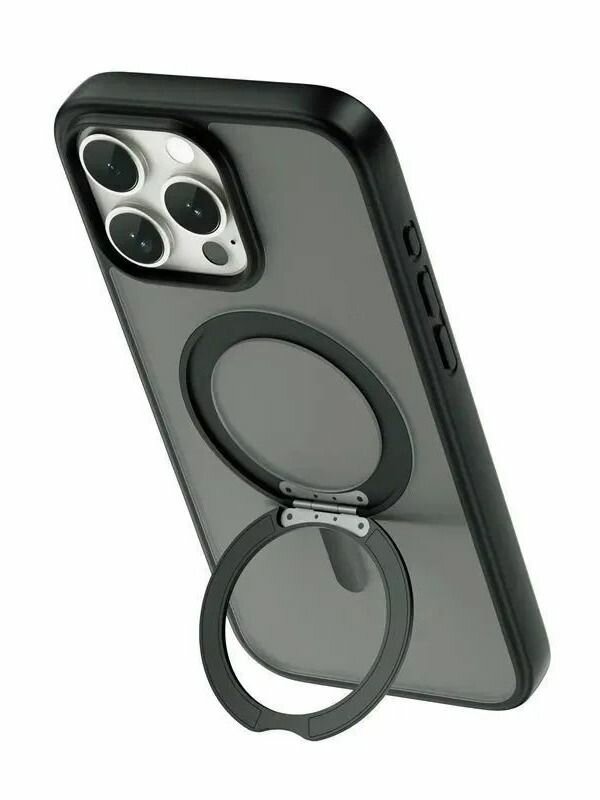 Защитный чехол для IPhone 16 Pro 6.3" Wiwu Armor Ultra (FGG-202) / чехол на Айфон 16 Про с Magsafe и подставкой - черный