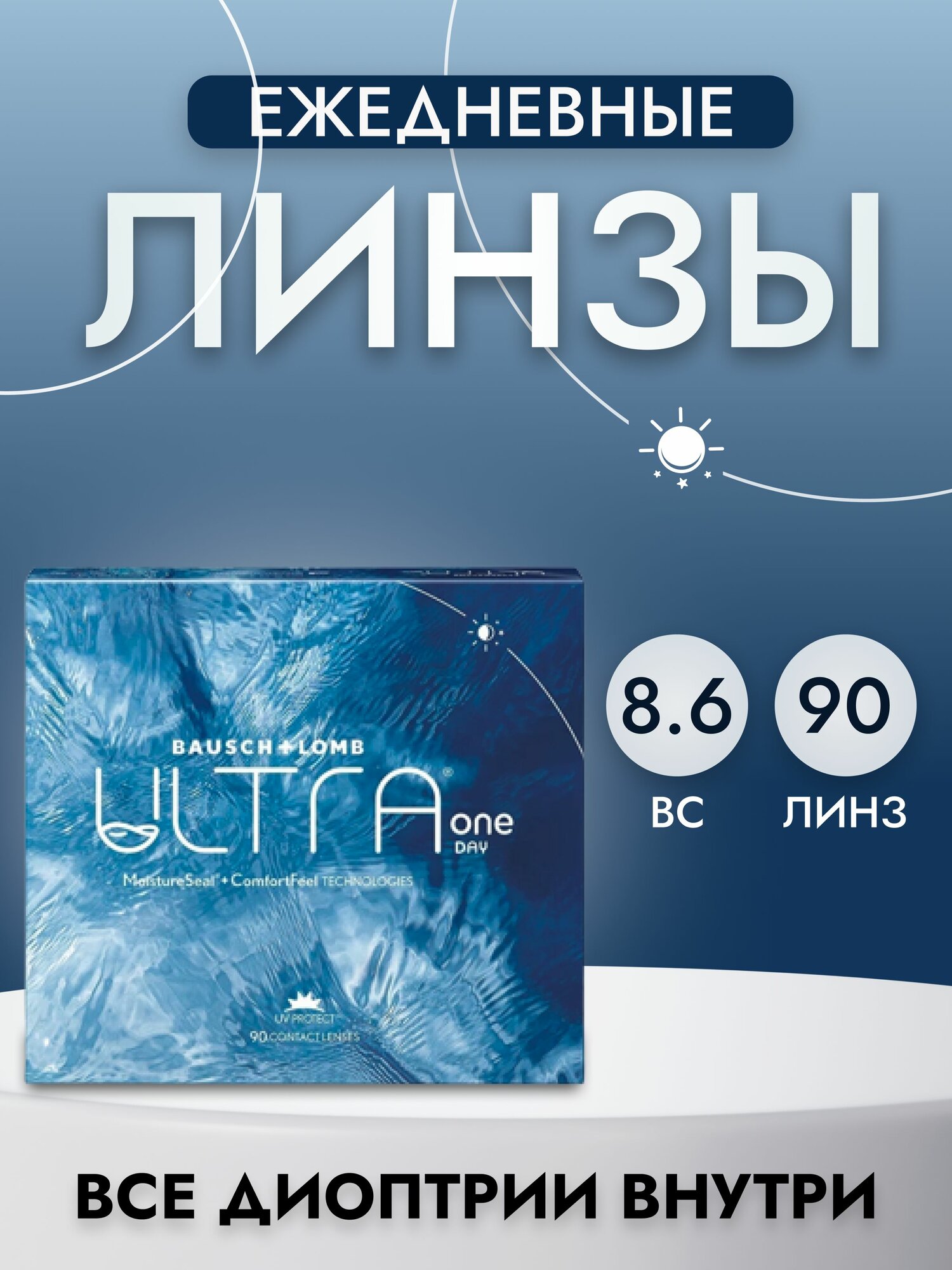 Контактные линзы однодневные Ultra One Day 30 шт -4.00 / 8.6 Bausch and Lomb