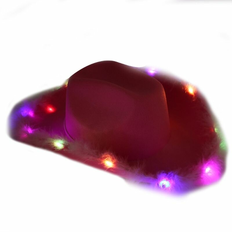 Западная ковбойская шляпа с необработанным краем-фонарем-розовый