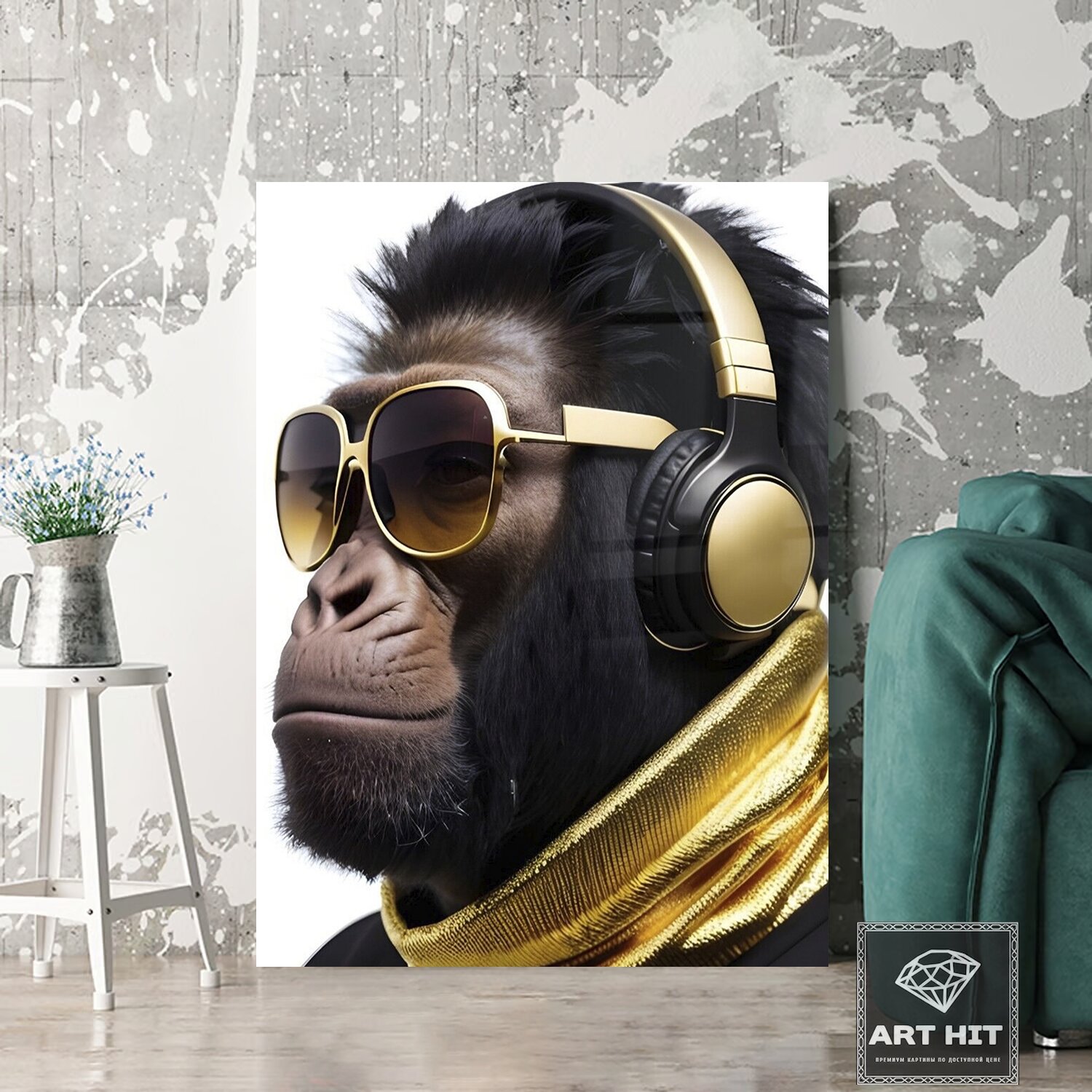 Картина на стену для интерьера - "Брутальная обезьяна", 30х40 см.