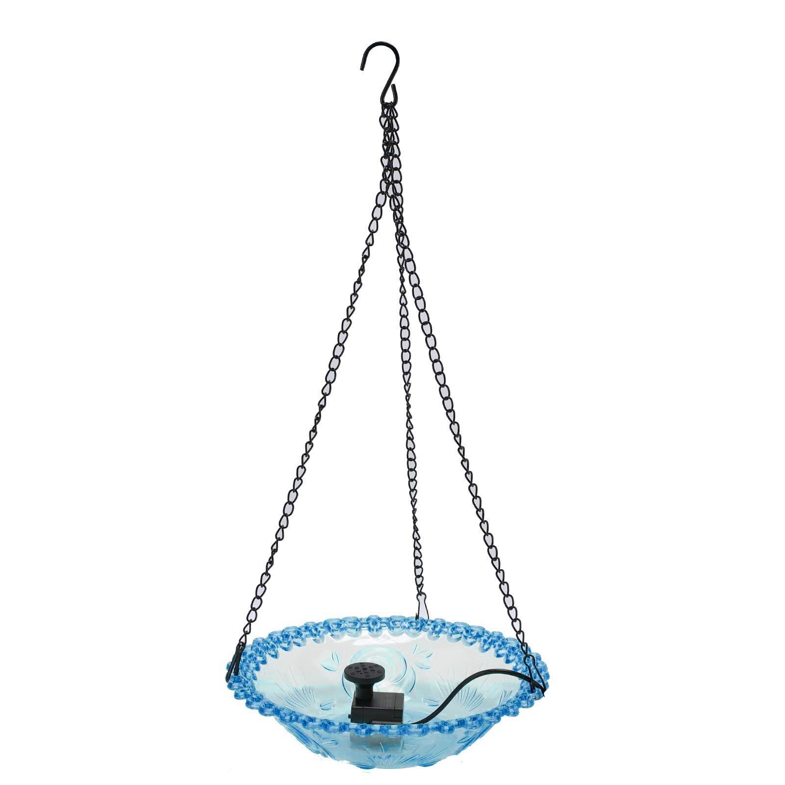 Фонтан для купания птиц для улицы, пластиковый подвесной USB-питатель для кормушки колибри, водный фонтан для купания птиц для сада, двора, патио, газона, синего цвета