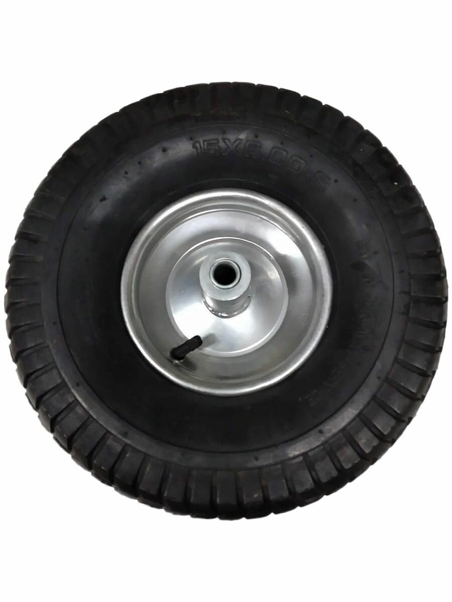 Колесо для тачки PR6006, 15x6,00, чёрно-серое, для сада, пневматика, грузоподъёмность 250 кг