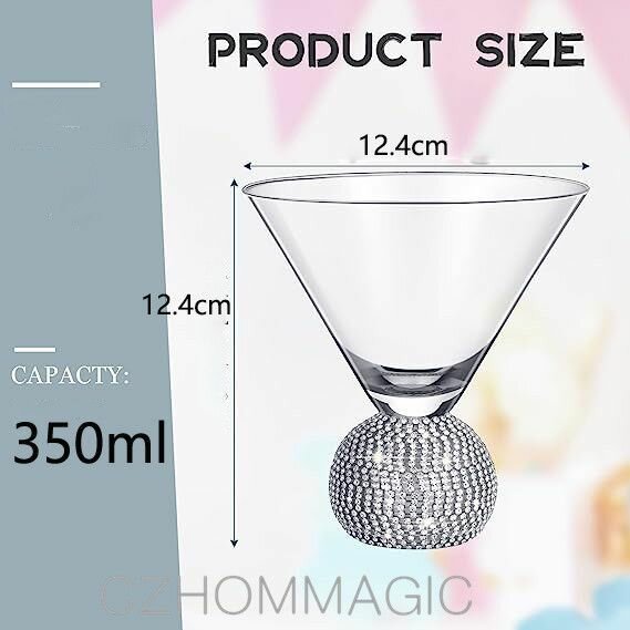 Бокал для коктейля с основанием из серебряного бриллианта и хрустального шара, идеальные барные аксессуары для Маргариты, Манхэттена, Космоса, смешанных напитков и десертов
