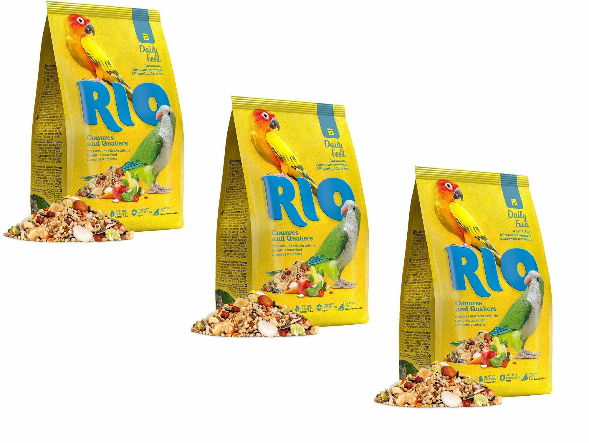 Корм Rio для аратинг и квакеров , 1 кг 3шт