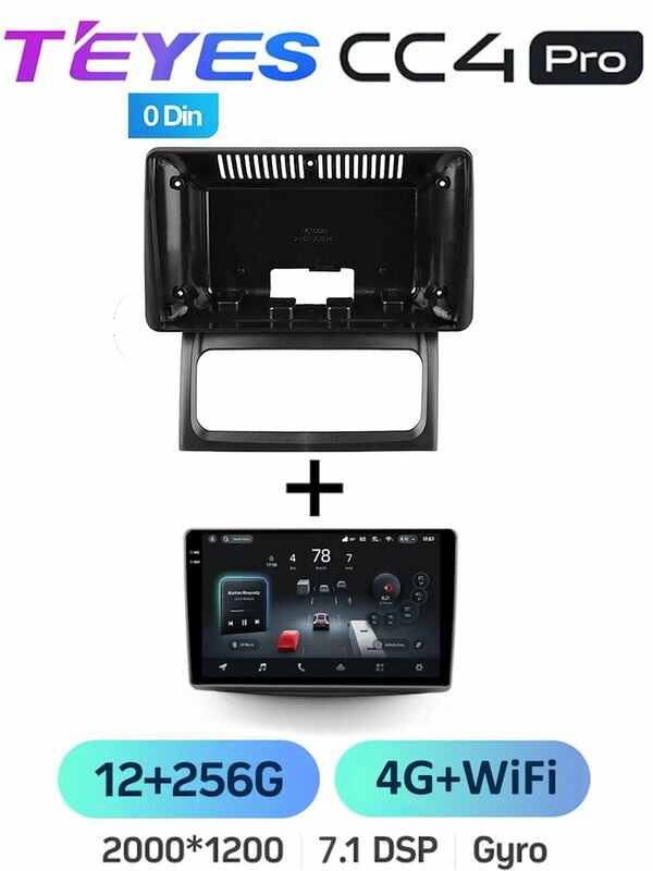 Магнитола Teyes CC4 Pro 12/256 Gb 9 дюймов для Renault Clio 2 BB CB 2001-2012 0 din