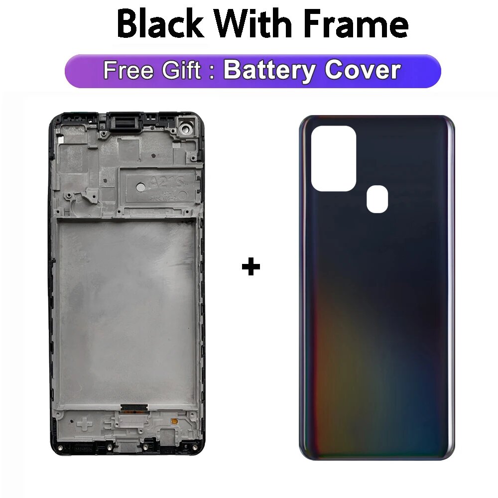6,5 "A21S A217F A217F/DS экран дисплея, для Samsung Galaxy A21S ЖК-дисплей цифровой сенсорный экран + замена рамки Black Frame Cover
