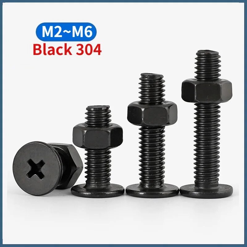 Черные винты Phillips из нержавейки 304 M2-M6 M3x7mm(30sets), 20mm