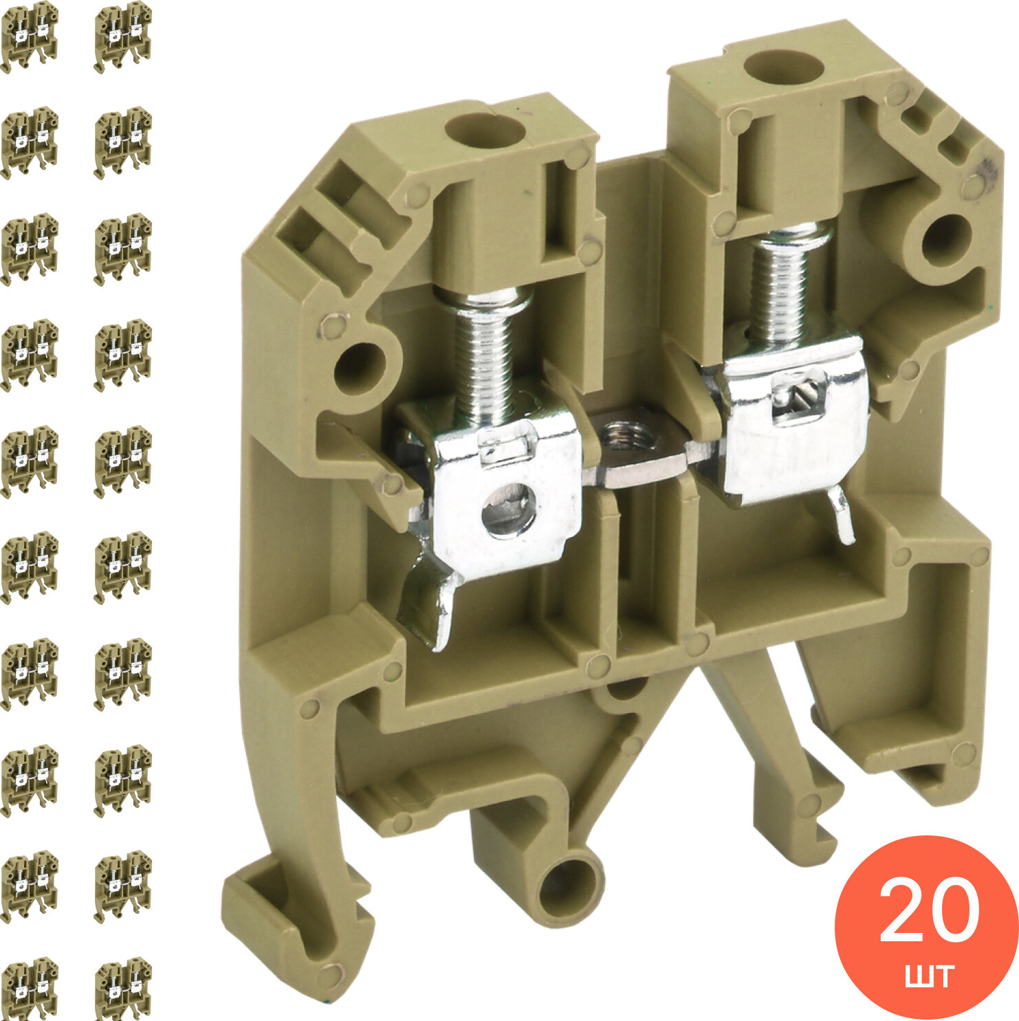 Клемма для проводов IEK / ИЭК КВИ-4мм2 винтовая, корпус огнестойкий полиамид, желтый, 45.7х6.5мм, 1шт. / зажим (комплект из 20 шт)