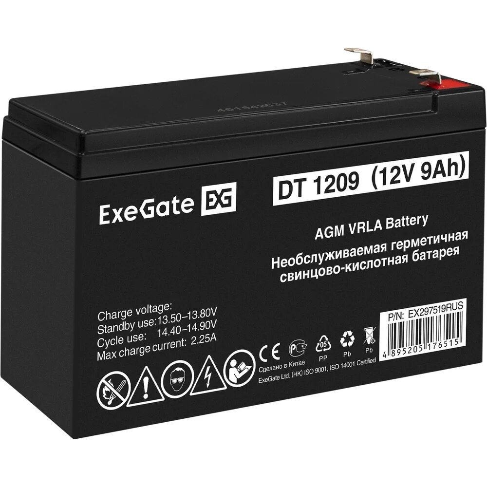 Аккумуляторная батарея ExeGate DT 1209 12V 9Ah, клеммы F2, работы в режиме