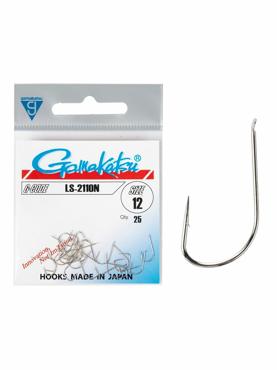 Крючки Gamakatsu LS-2110N HOOKS NICKEL размер 12 (упк.25шт.)