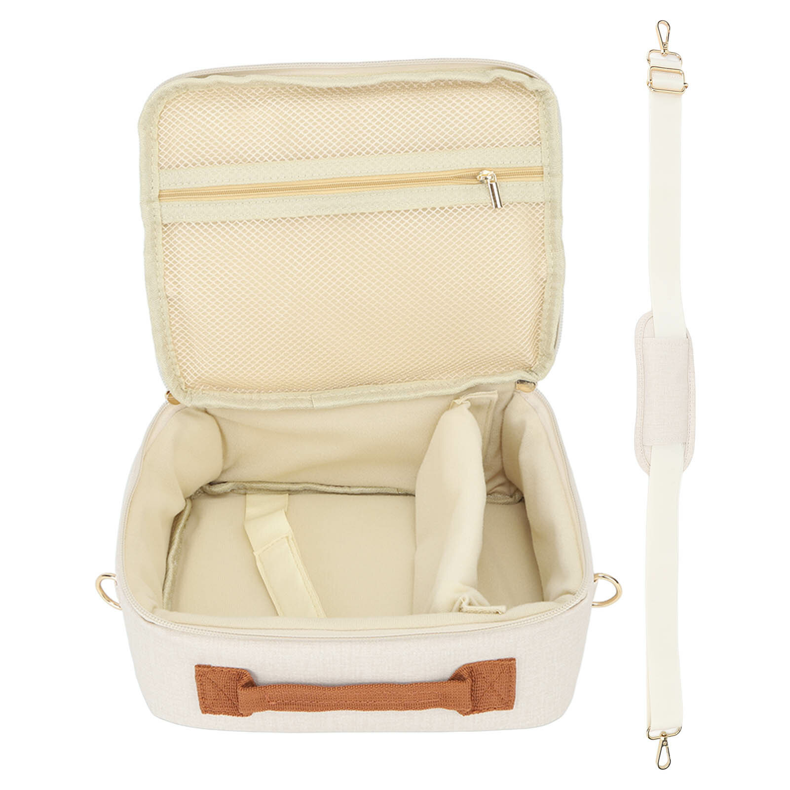 Camera Bag Large Capacity Thickened Padding Adjustable Strap Handle Zipper Case for CP910 1200 1300 DSLR Beige