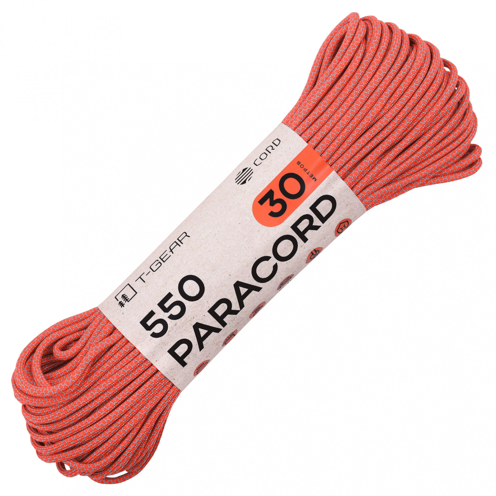 Паракорд 550 T-Gear x CORD nylon 30 метров (расцветка - Orange Grey Snake)