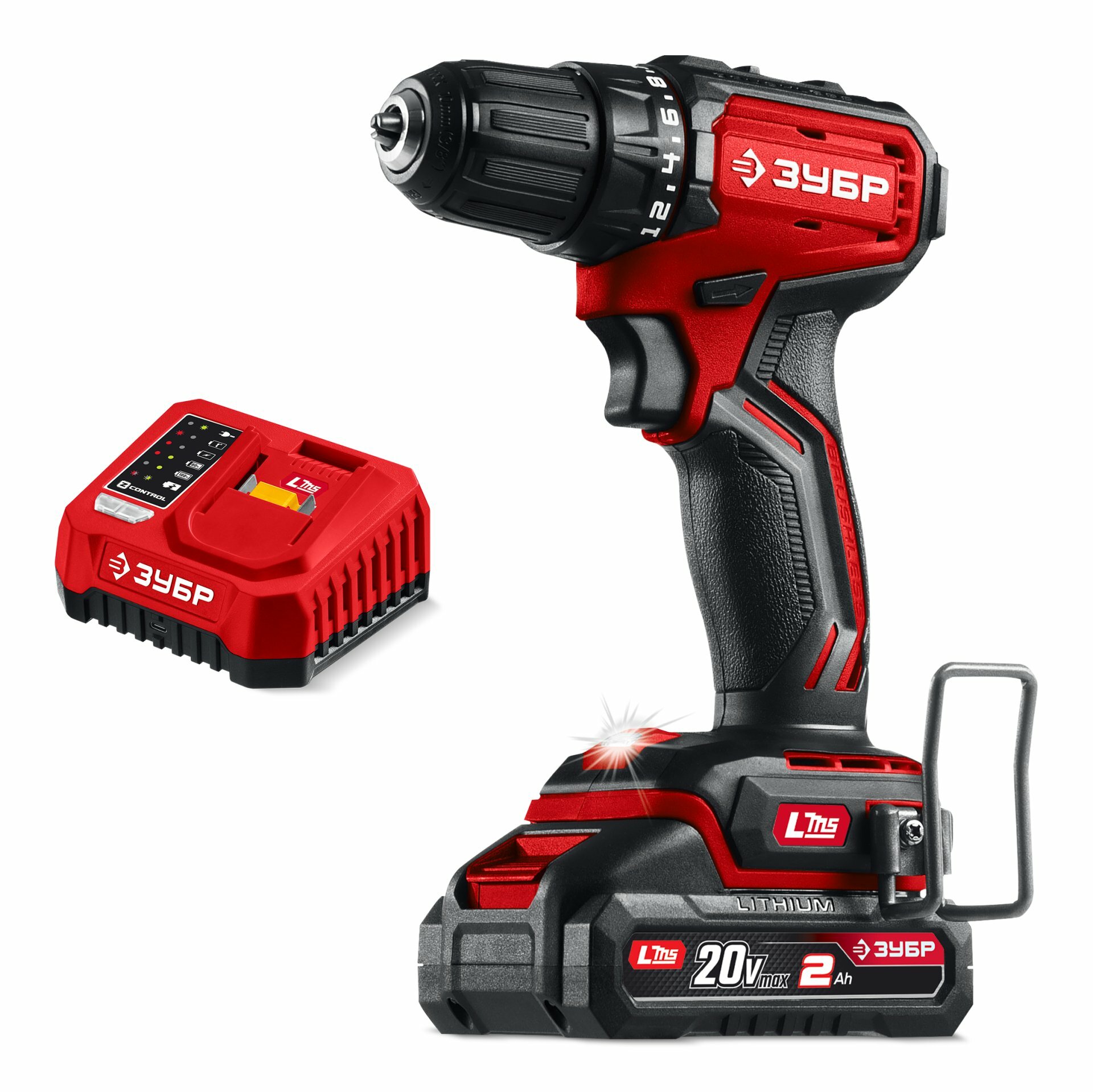 Бесщеточная дрель-шуруповерт Зубр ДБ-45-21 (20 В, 45 Нм, 1 АКБ LMS (2 Ач)