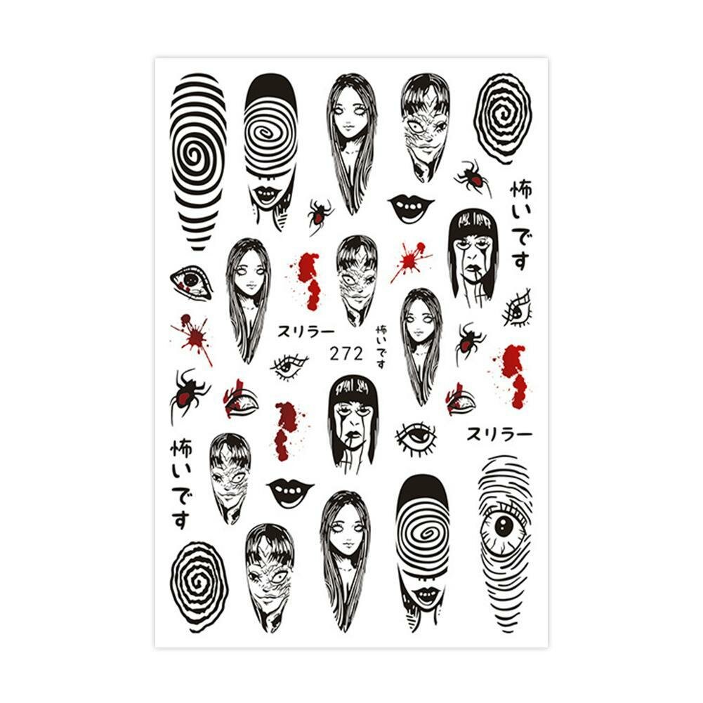 Объёмные наклейки для ногтей на Хэллоуин самоклеящиеся 3D-стикеры с узорами привидений, тыкв, паутины и черепов, для праздничного маникюра