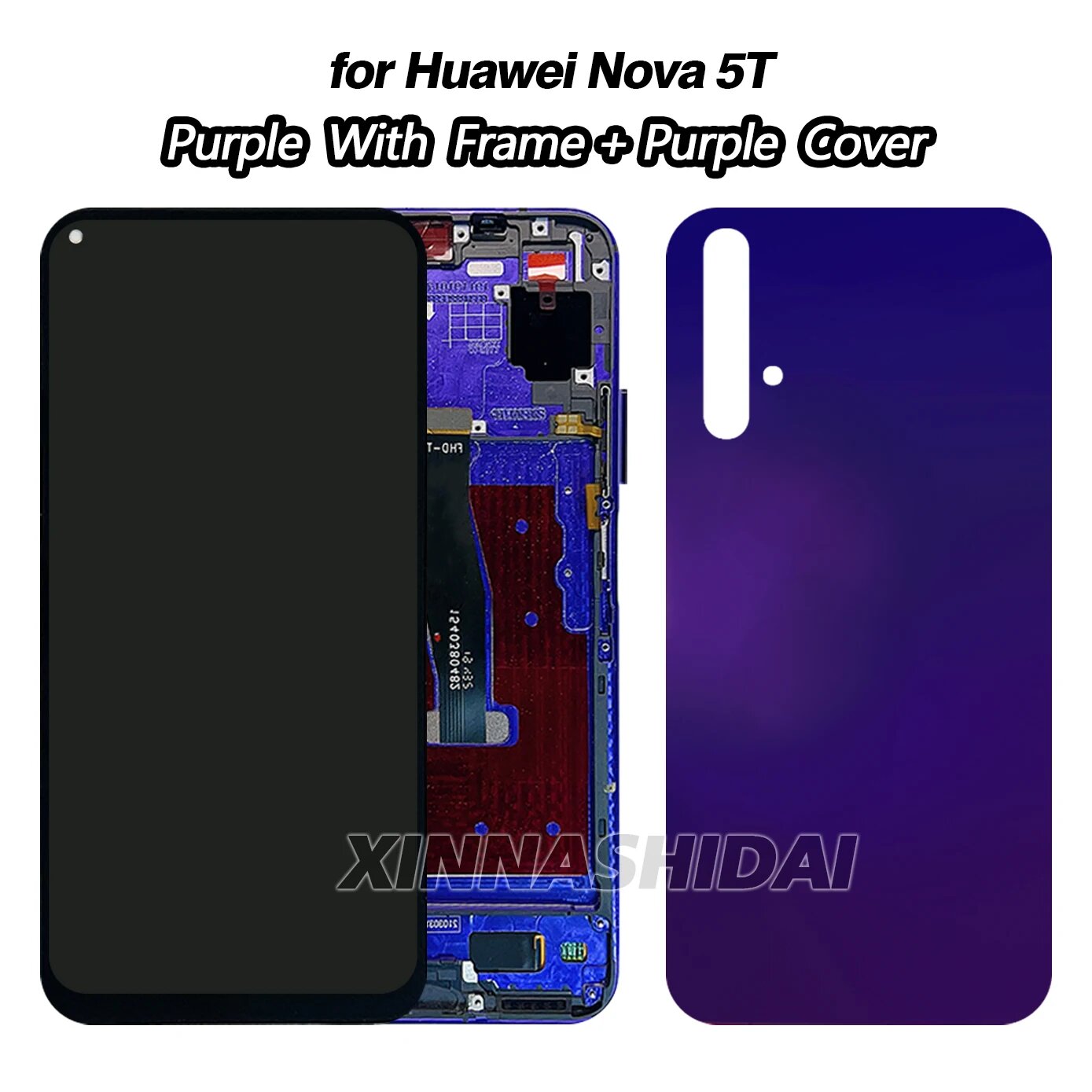 6,26 'для Huawei Nova 5T ЖК-дисплей с сенсорным экраном, рамка для аккумуляторной крышки, корпус YAL-L21 L61 L71D ЖК-дисплей для Nova 5T, сенсорный экран purple fra cov
