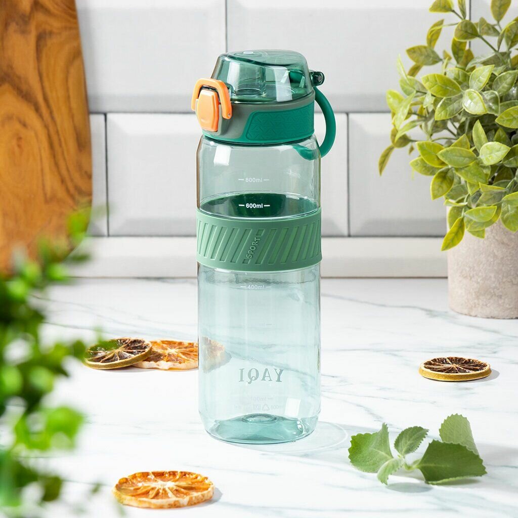 Бутылка питьевая КНР 0.8 л, спортивная, прозрачно-бирюзовая