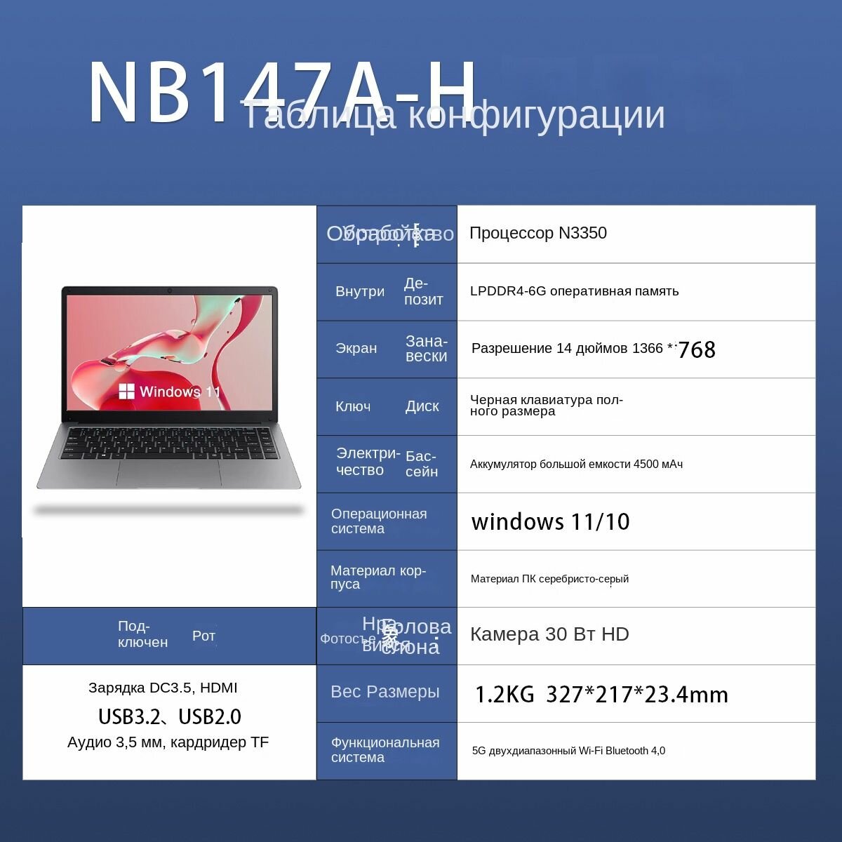 Ноутбук, 14 дюймов, 6 ГБ ОЗУ, 64 ГБ SSD