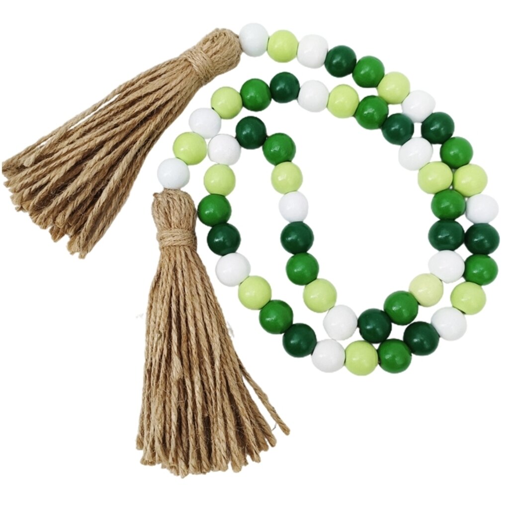 День Святого Патрика Гирлянда из Деревянных Бусин с Кисточкой Кулон Ремесла Принадлежности для Фермерского Дома Праздничный Декор
