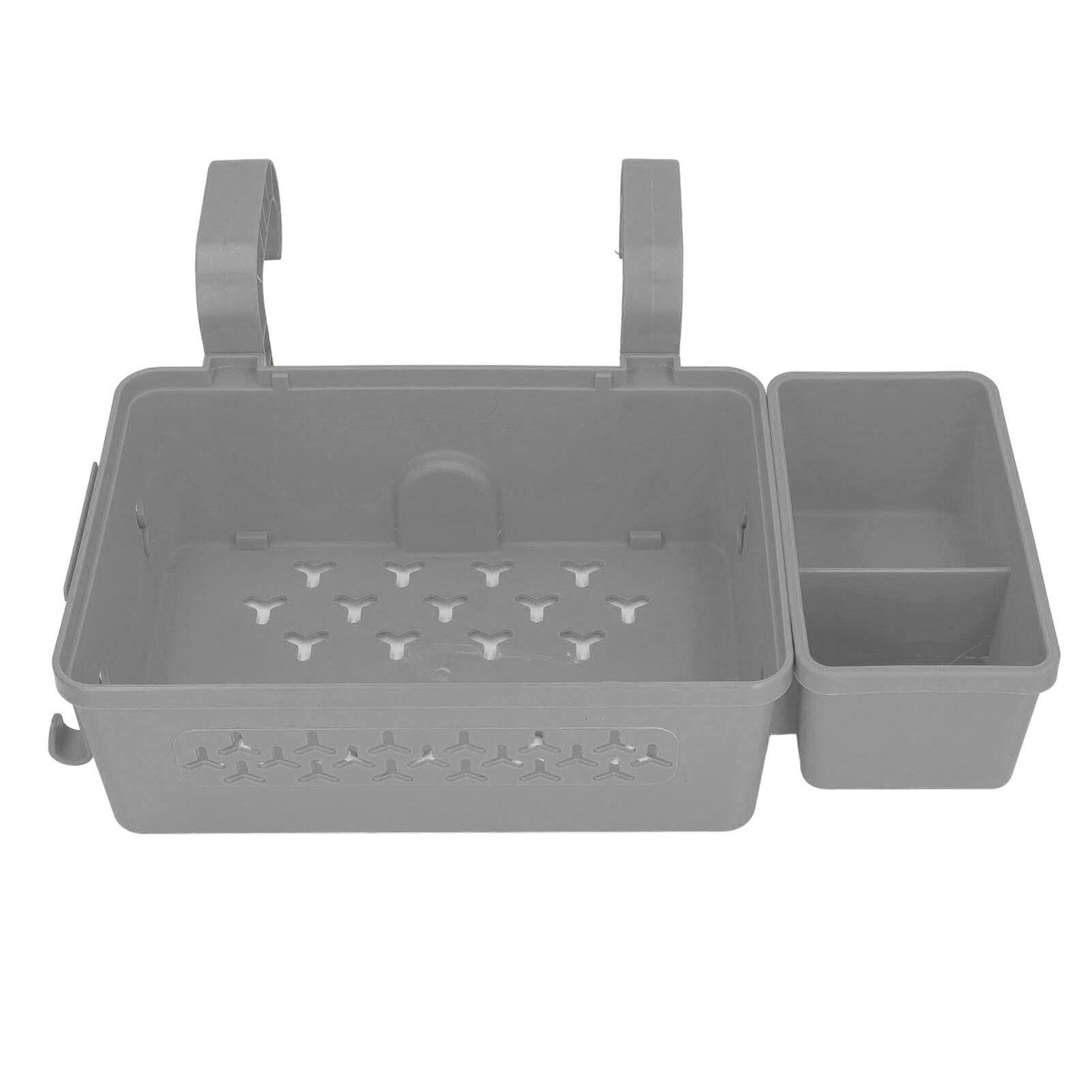 Корзина для хранения у бассейна, утолщенная, подвесная, органайзер для бассейна с держателем для стаканчиков диаметром 2,3 дюйма или меньше, верхняя перекладина, для напитков, полотенец, темно-серая