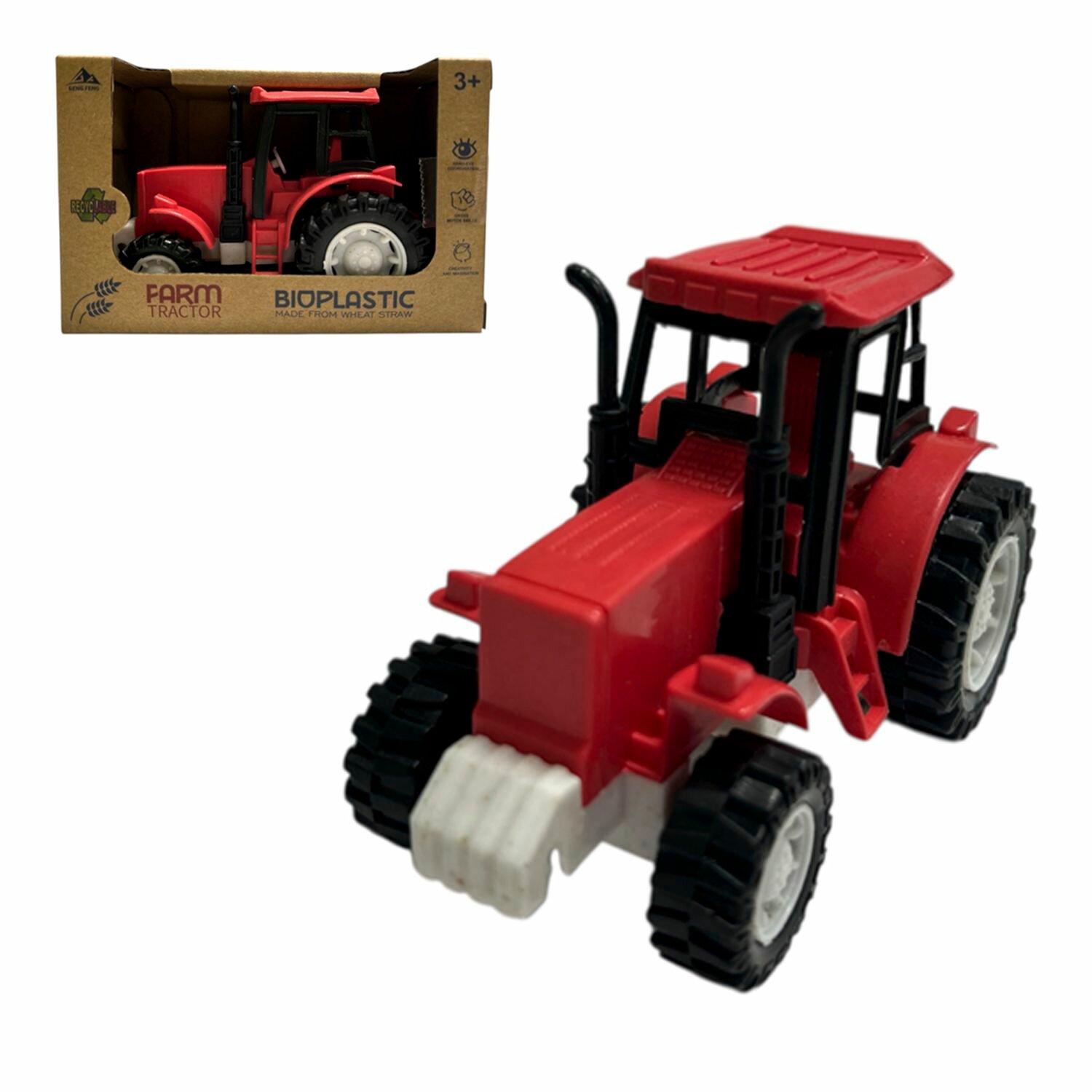 Игрушечный трактор Детское Время (с фрикционным механизмом, цвет: красный, материал: пластик, металл), серия Geng Feng, MX0416332-K