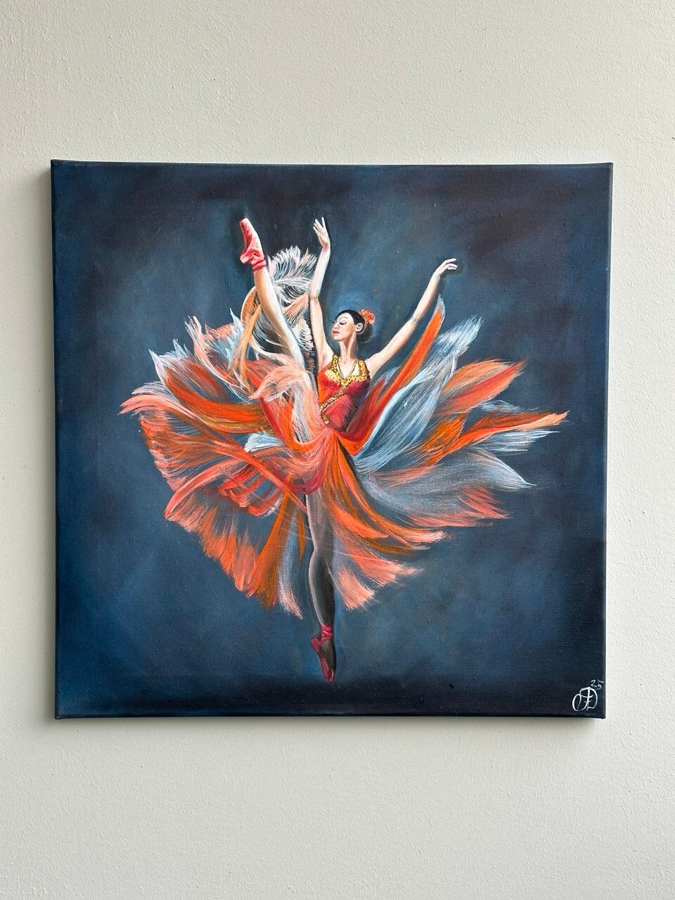 Картина маслом Изумительная грация, ручная многослойная живопись, размер 50*50