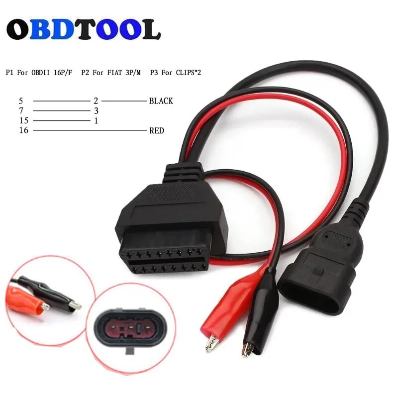 Адаптер Obd-разъема 3 Pin Obd2 для FIAT 3 Pin до 16 Pin Авто ELM327 разъем для автомобильного сканера для Fiat 3 Pin диагностический кабель
