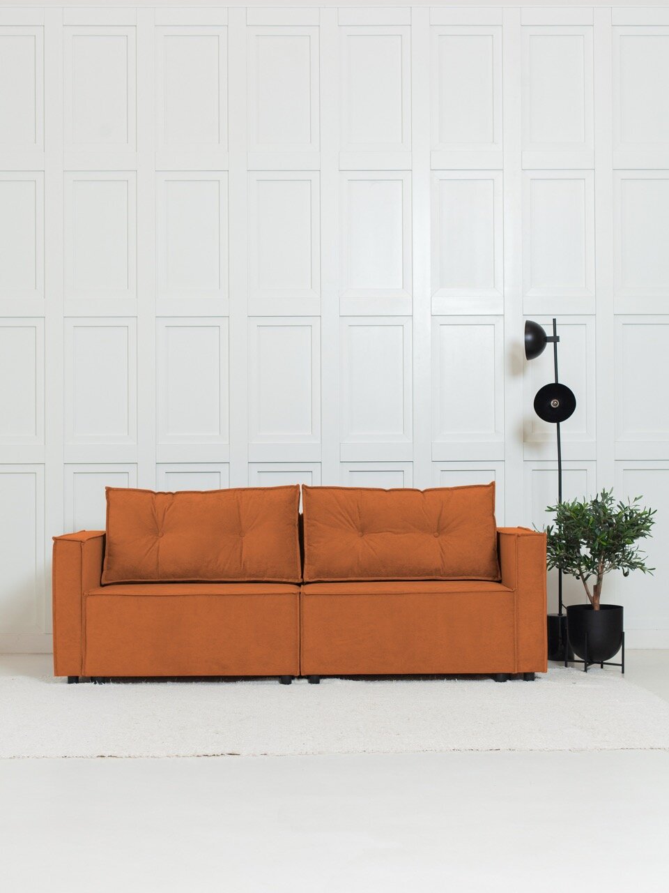 Диван CITYHD Цюрих Про, Серый, оранжевый, двуспальный, еврокнижка, с ящиком