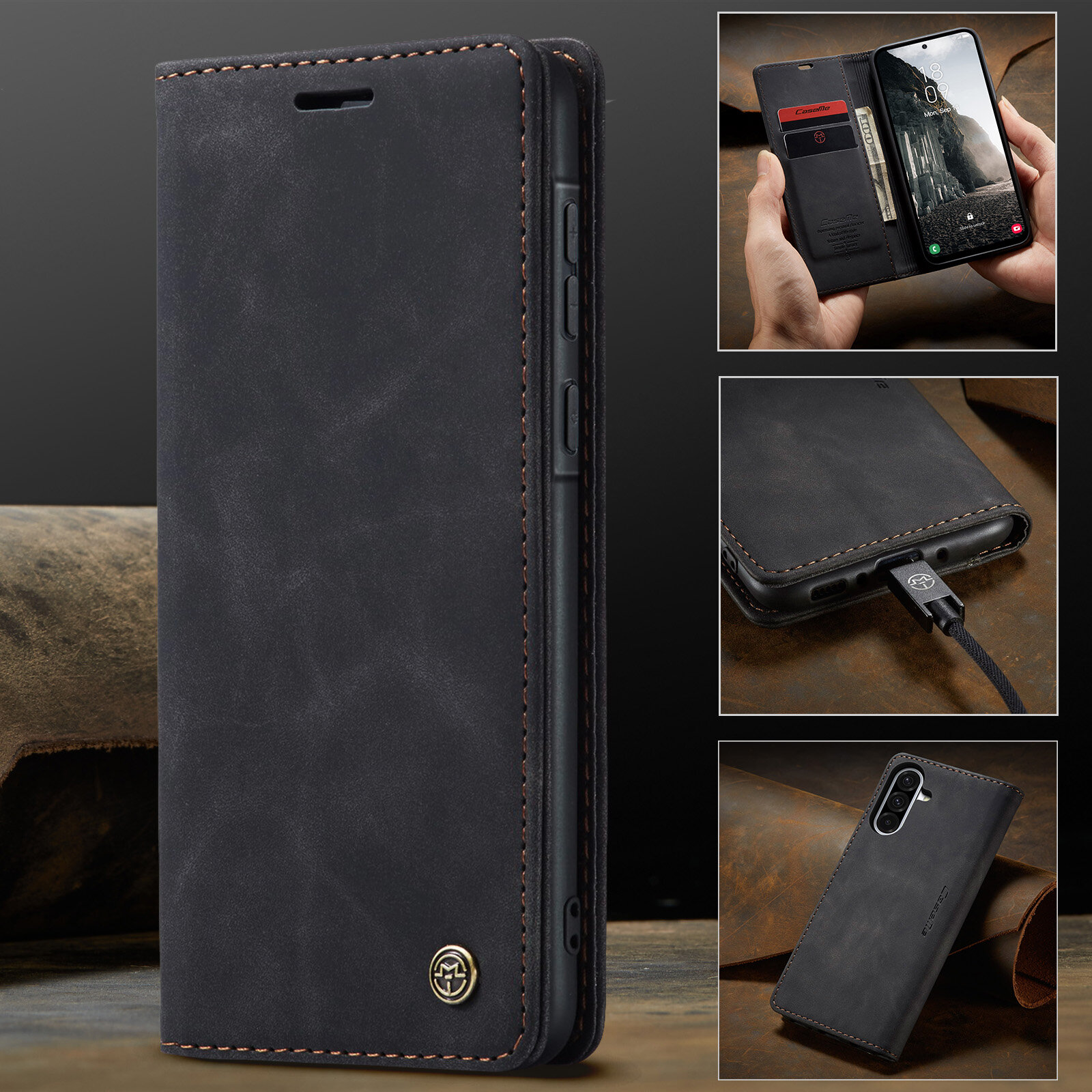 Чехол Для Samsung Galaxy A36 / Самсунг Галакси A36, soft touch, кобура, искусственная кожа, защита камеры, ударопрочный, усиленные углы, Samsung, Samsung Galaxy A36, black,005CaseMe/013/SX A36