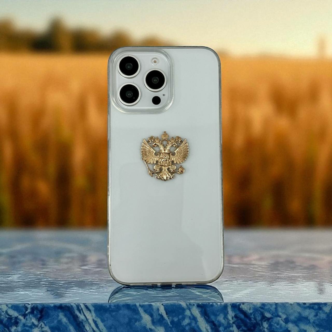 Чехол с гербом РФ силикон прозрачный 13 Pro