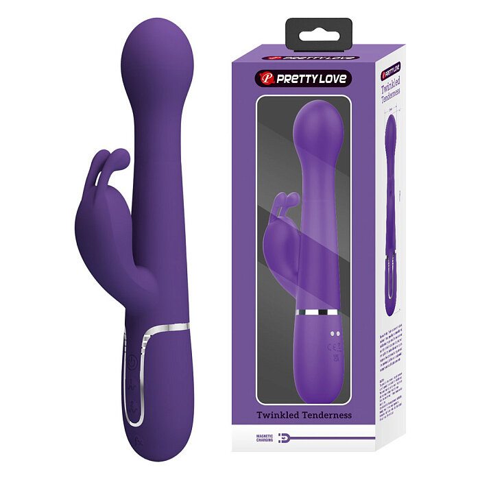 Вибратор-кролик PrettyLove «Dejon» с ротацией в головке и возвратно-поступательными движениями