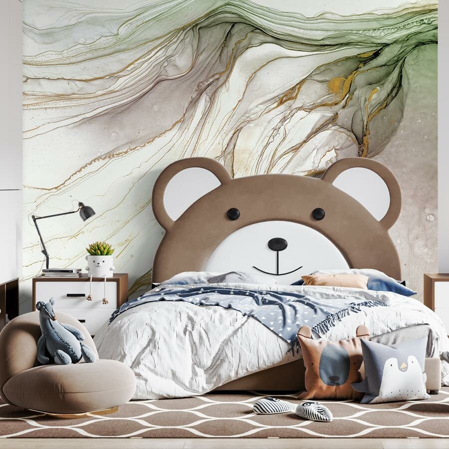 Фотообои Флюид арт Майский зелёный 14-711-S-Холст 270 x 200 см (ВхШ) Бесшовные, флизелиновые, влагостойкие обои MasterFresok