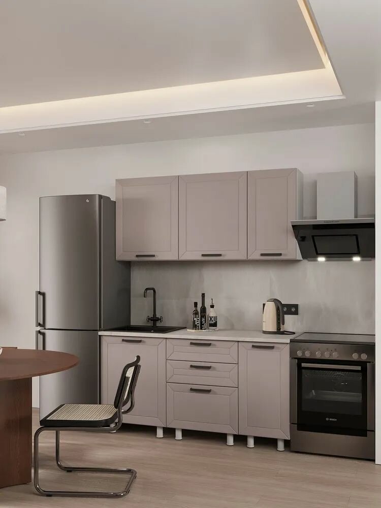 Кухонный гарнитур Лилия 1.6 м, МДФ фасад кашемир без столешницы