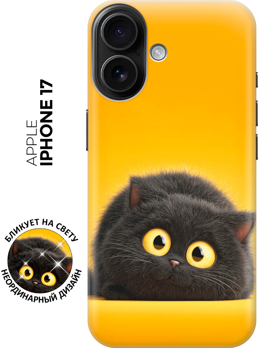 Силиконовый чехол на Apple iPhone 17 с принтом "Чёрный кот на солнечном фоне"