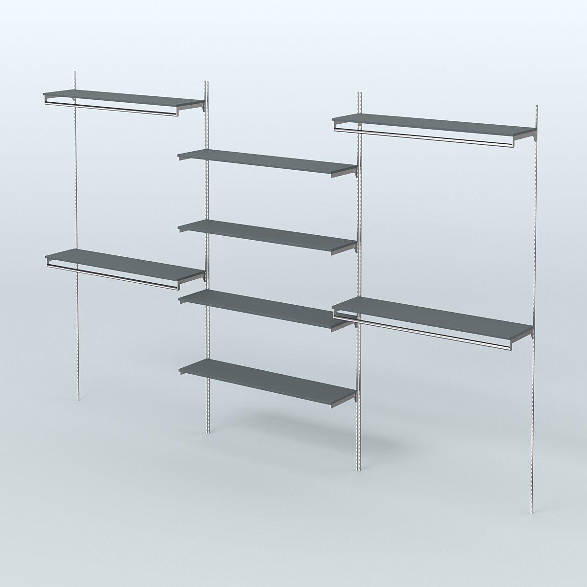 Neo Fix №5(С) с выносными поручнями и полками из ДСП (3600 мм), Темно-Серый