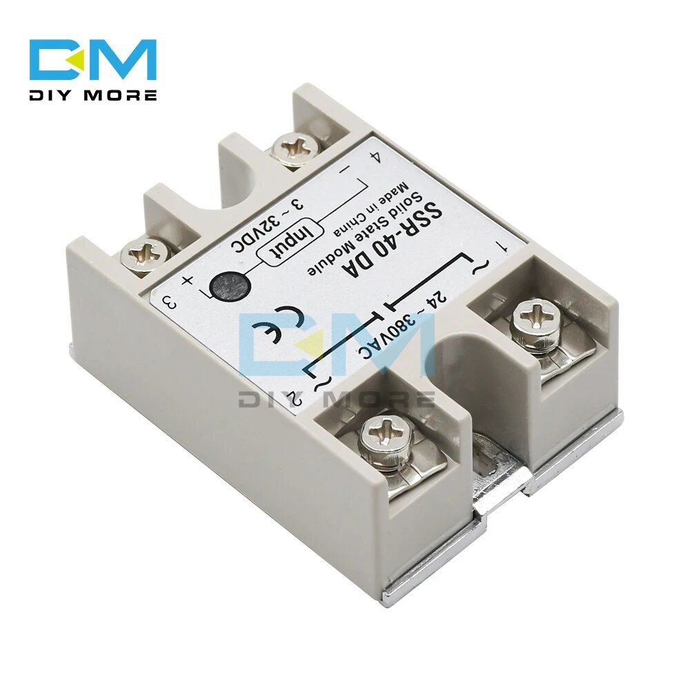 Релейный модуль твердотельного реле 24 В-380 В 40 А 250 В, 3-32 В постоянного тока в переменный ток SSR 40DA