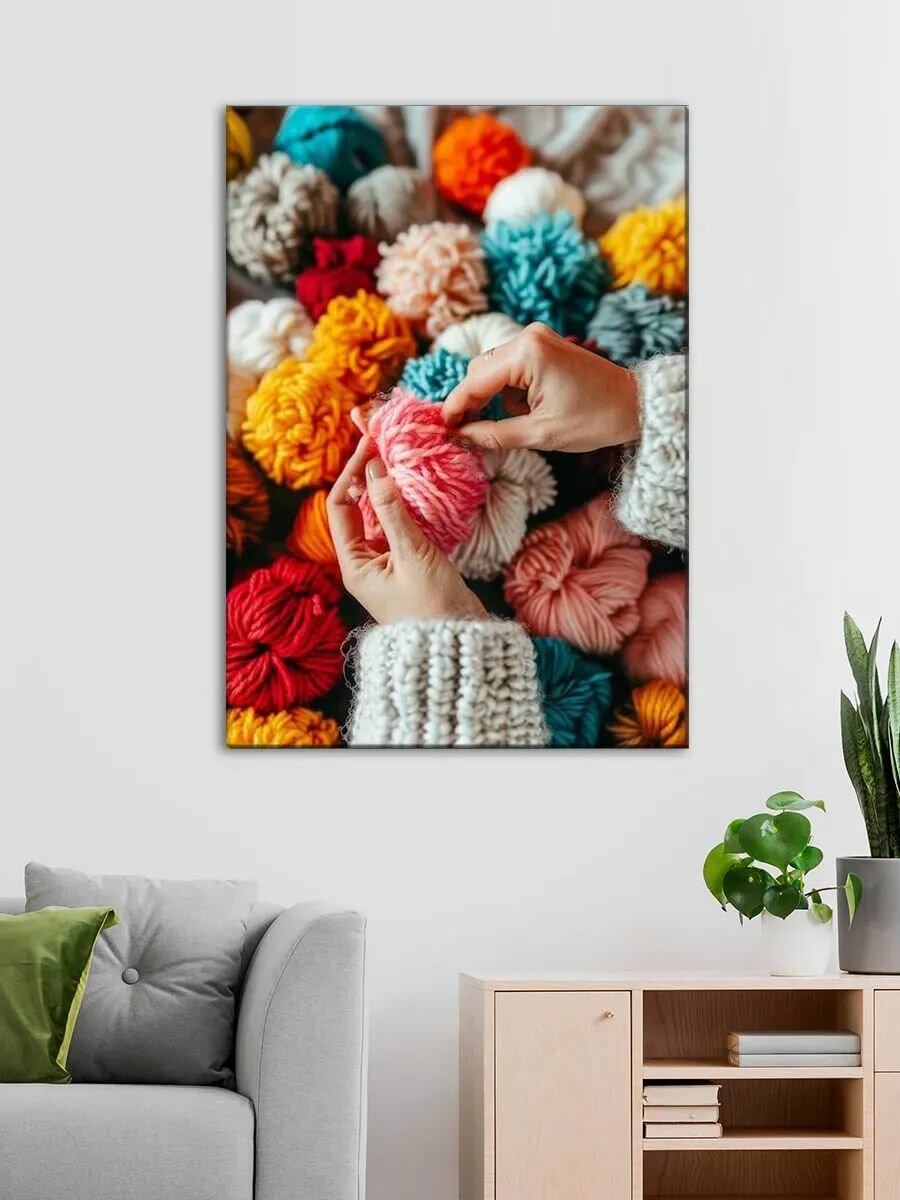Картина на стену "Вязаные вещи и рукоделие", 30х40 см