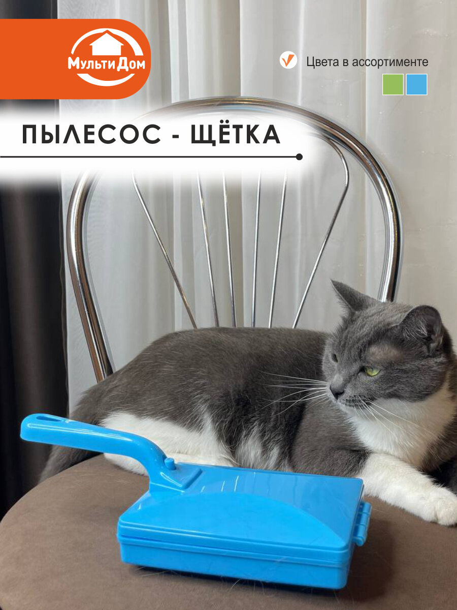 Пылесос-щетка ручная, полипропилен, синтет. щетина и металл, длина ручки 14см